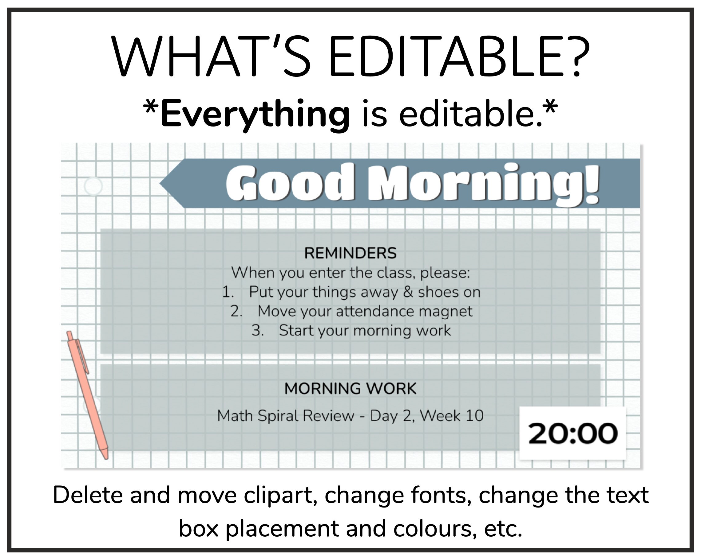 Classroom Slide Templates for Teachers Including Morning Slides, Agenda ...