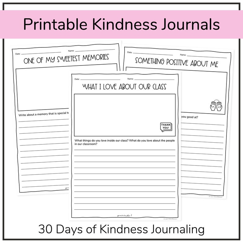 Kindness Activities Including Kindness Journal & Sharing Circle Prompts ...