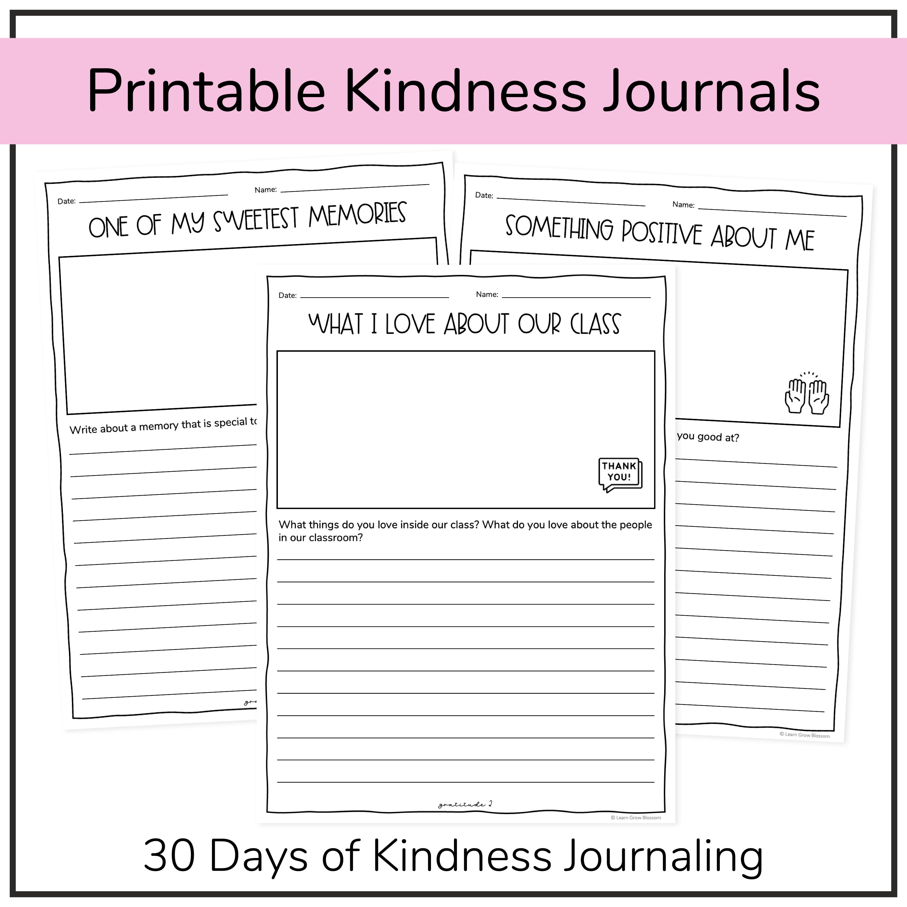 Kindness Activities Including Kindness Journal & Sharing Circle Prompts ...