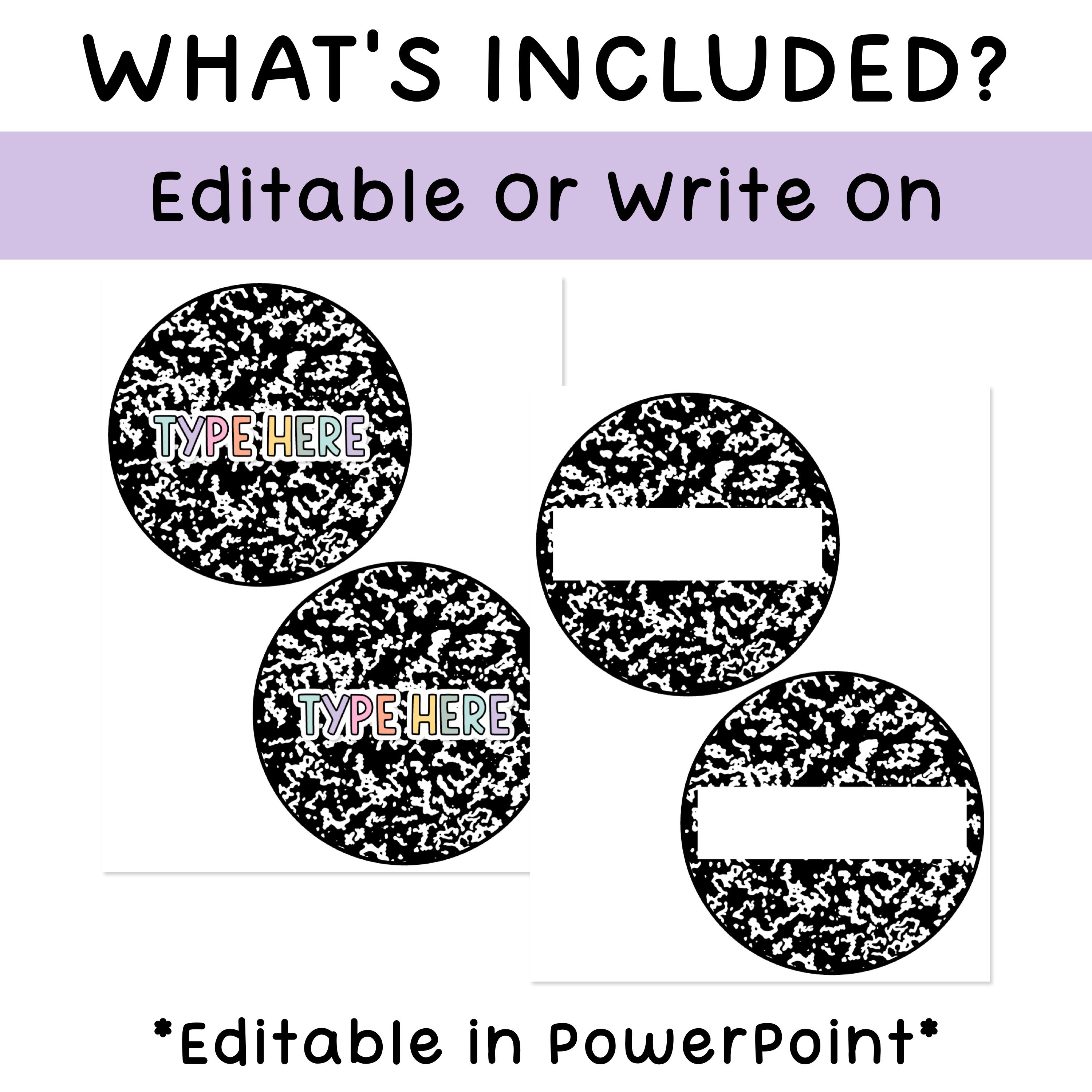 Composition Notebook Labels & Table Numbers - Editable Classroom Labels ...