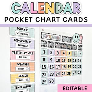 Pocket Chart Calendar Themed Numbers - Etsy
