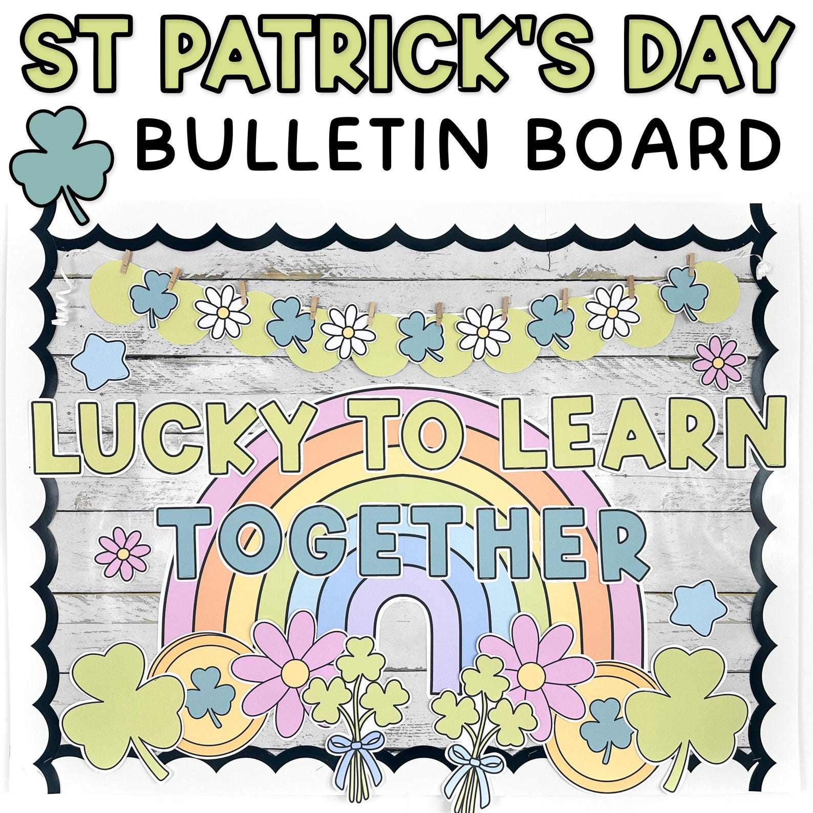 March Bulletin Board, St Patrick's Day Bulletin Board & Shamrock ...