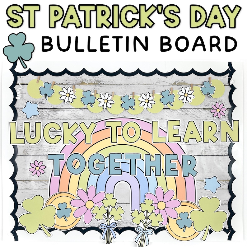 March Bulletin Board, St Patrick's Day Bulletin Board & Shamrock ...