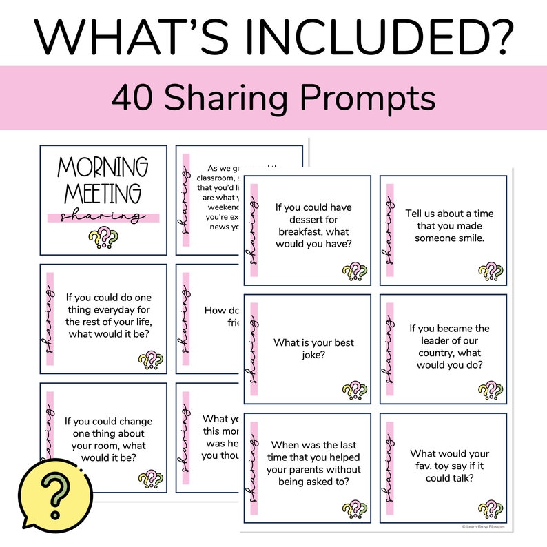 Morning Meeting Sharing Prompts With Editable Morning Meeting Cards in ...