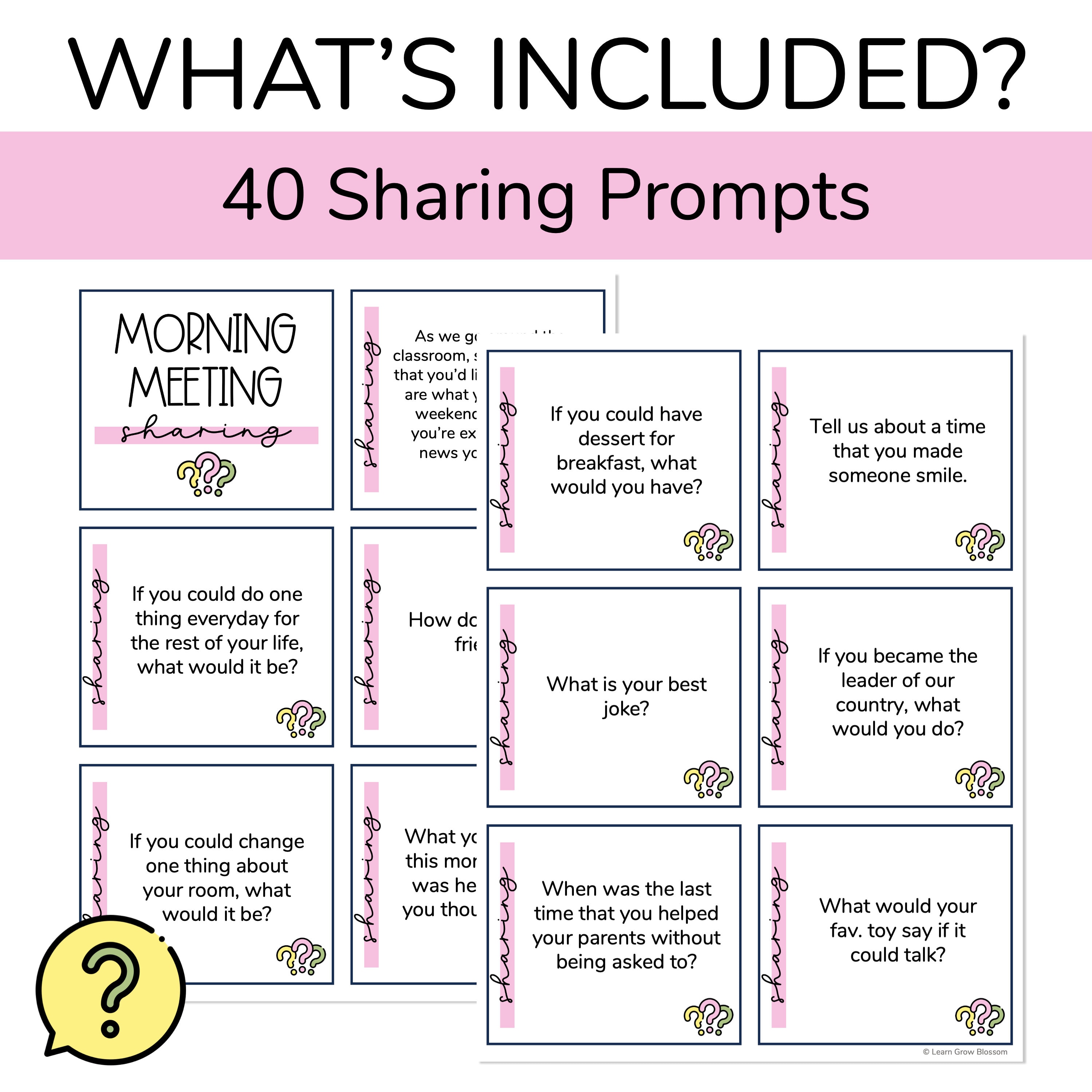 Morning Meeting Sharing Prompts With Editable Morning Meeting Cards in ...
