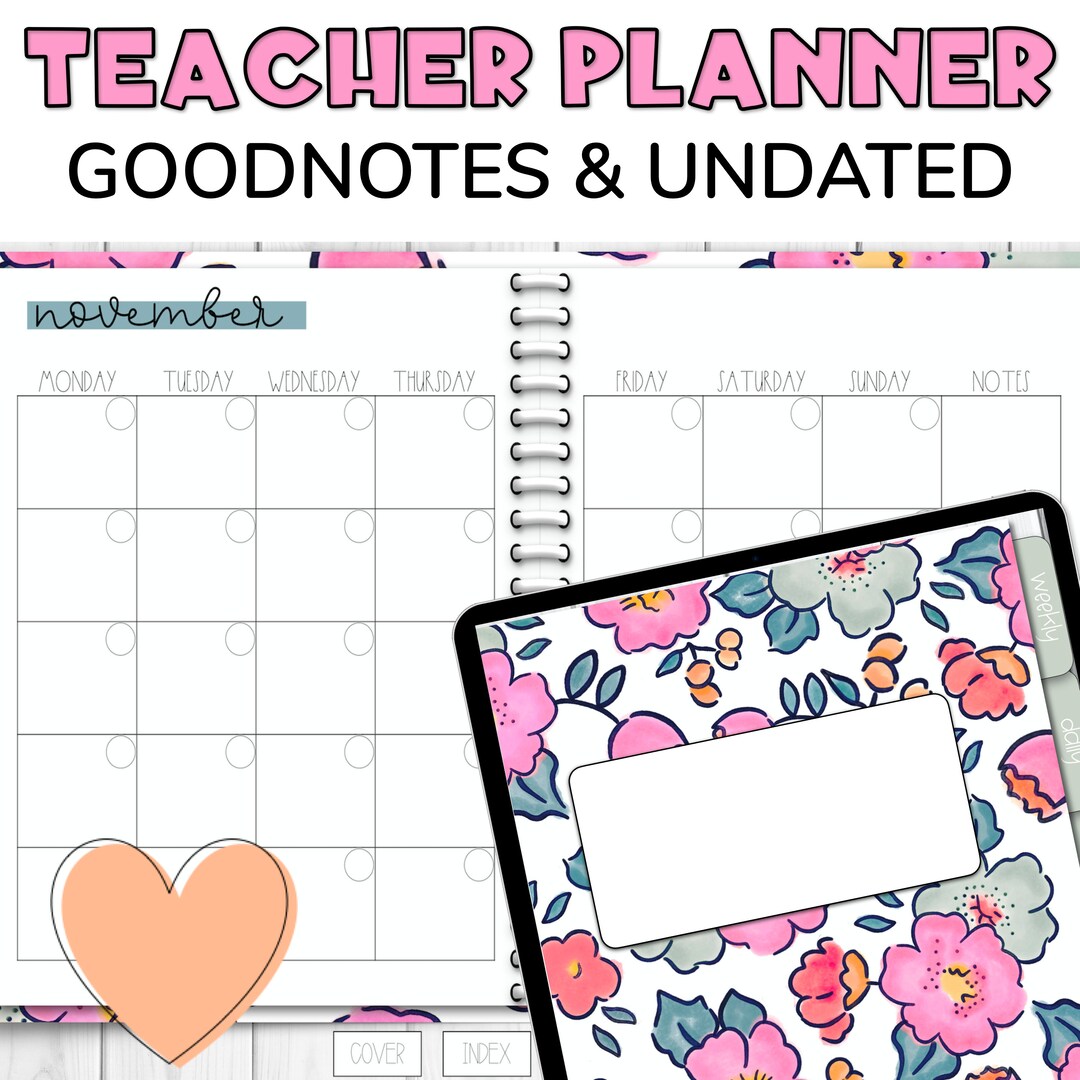 Floral Goodnotes Teacher Planner | Undated iPad Teacher Planner ...