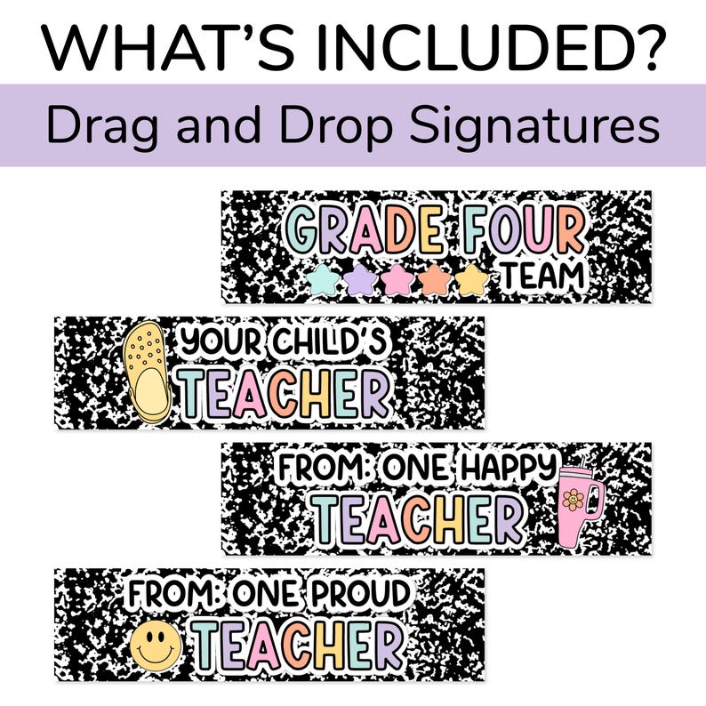 Email Signature for Teacher | Composition Notebook Classroom Decor ...