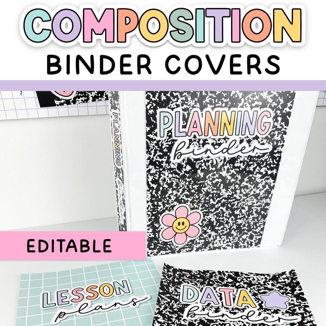 Editable Binder Covers and Spines for Pastel & Composition Notebook ...