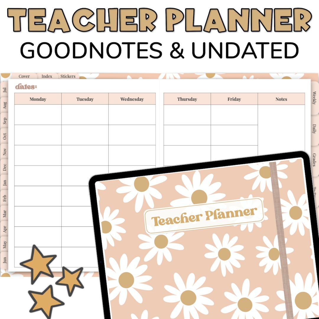 Retro Teacher Planner | Goodnotes Teacher Planner | Undated iPad ...