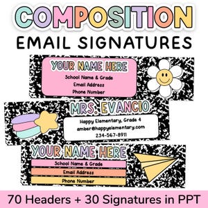 Email Signature for Teacher for Composition Notebook Classroom Decor ...