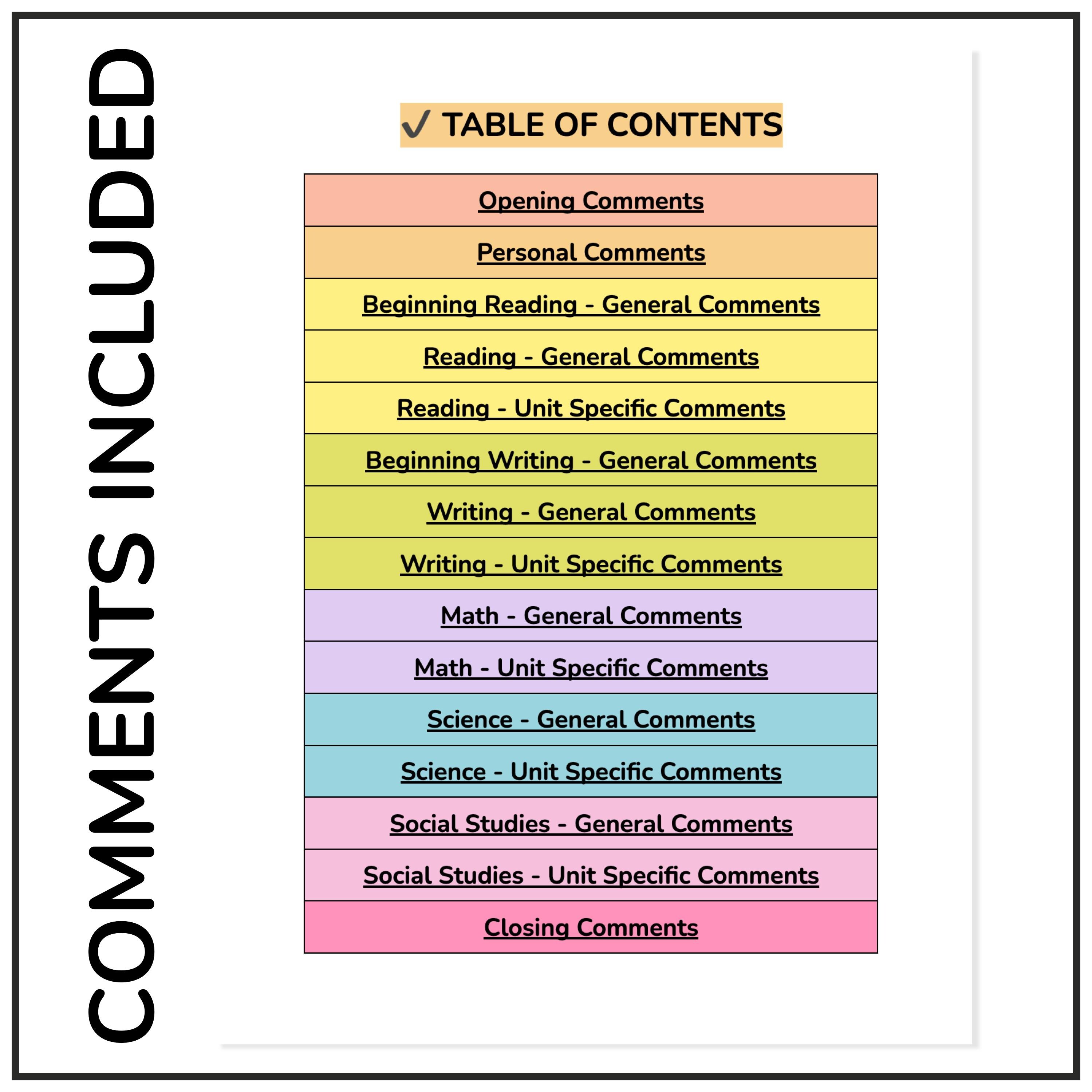 300+ Kindergarten Report Card Comments & Grade 1 Report Card Comments ...