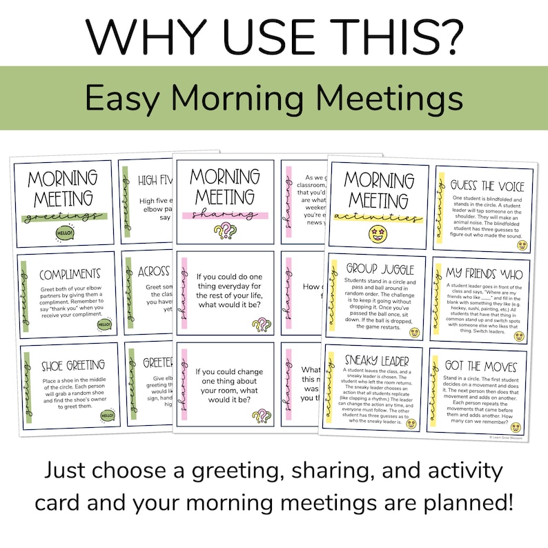 Morning Meeting Greetings With Editable Morning Meeting Cards in ...