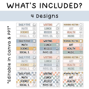 Boho Daily Schedule Cards - Editable Visual Schedule & Class Schedule ...