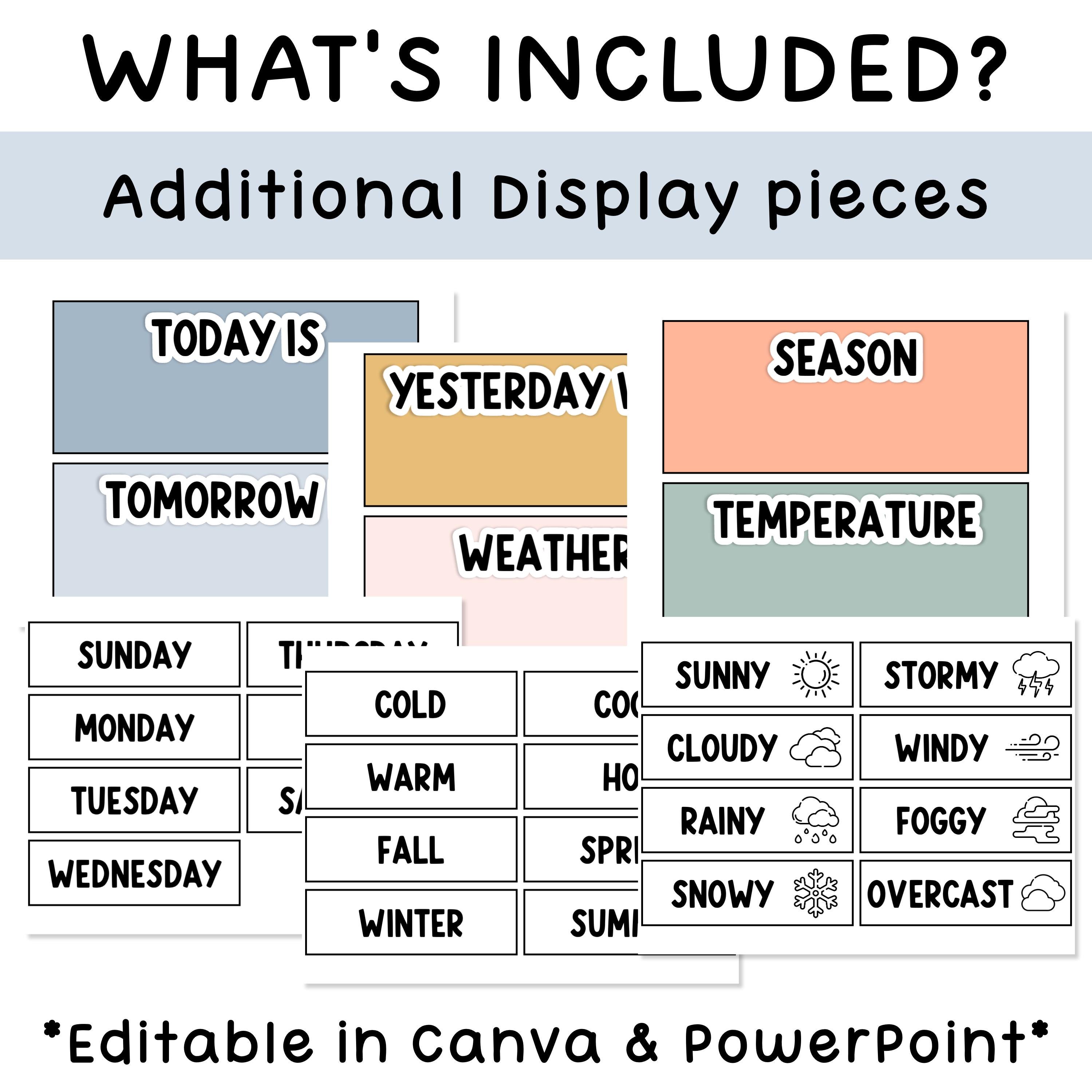 Boho Classroom Calendar Pocket Chart With Editable Calendar Numbers ...