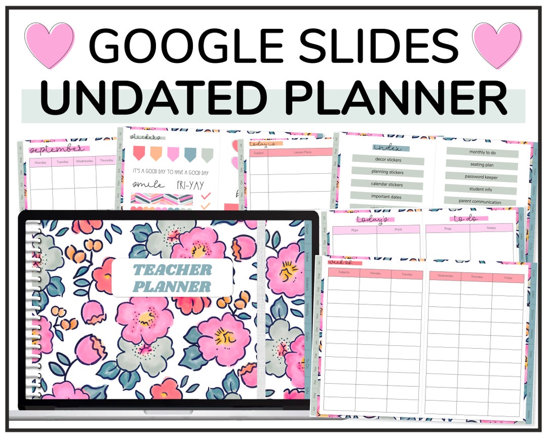 Floral Google Slides Teacher Planner Undated Digital Teacher - Etsy