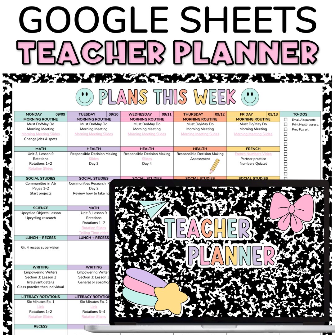 Digital Teacher Planner | Google Sheets Teacher Planner 2025-2026 ...