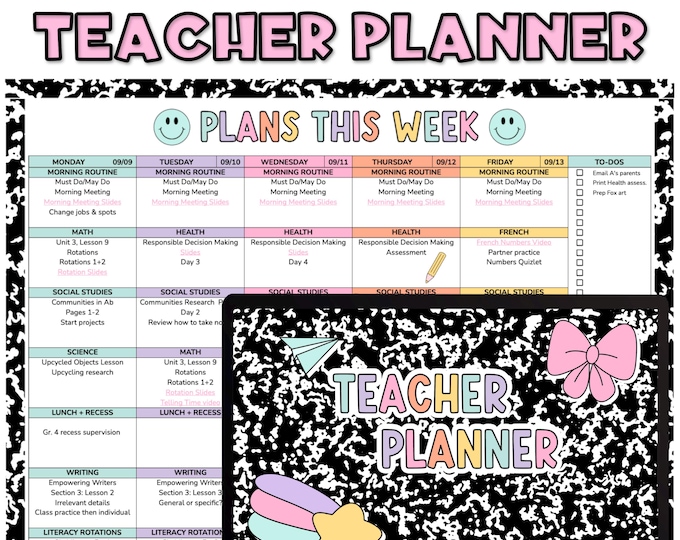 Retro Teacher Lesson Planner | EDITABLE | 2025-2026 | Teacher Binder ...
