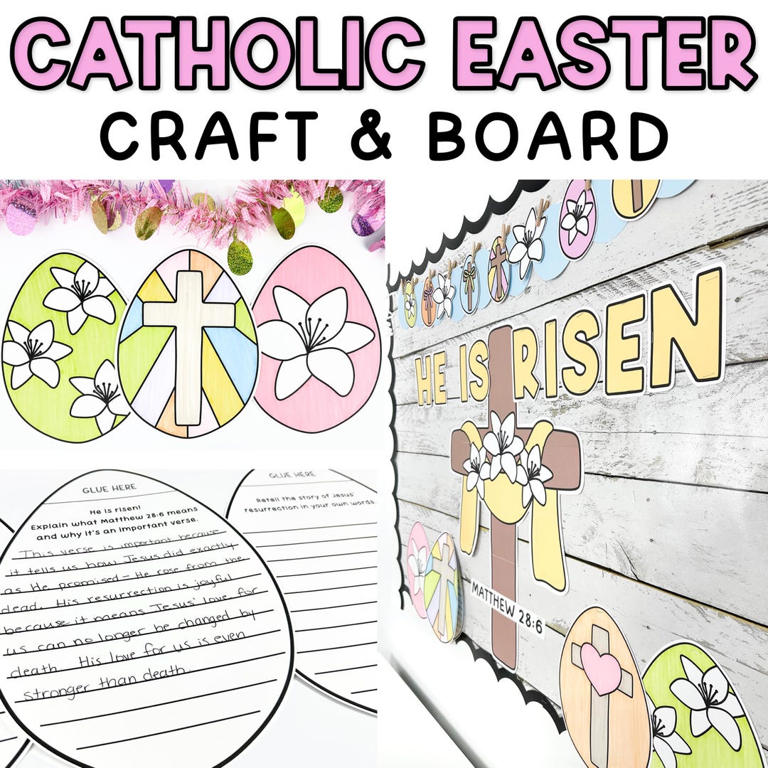 Catholic and Christian Easter Bulletin Board & Writing Craft - Etsy