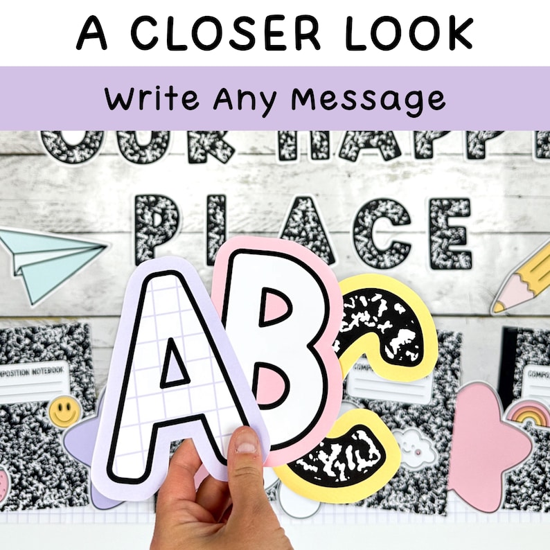 Composition Notebook Bulletin Board Letters for Pastel & Composition ...