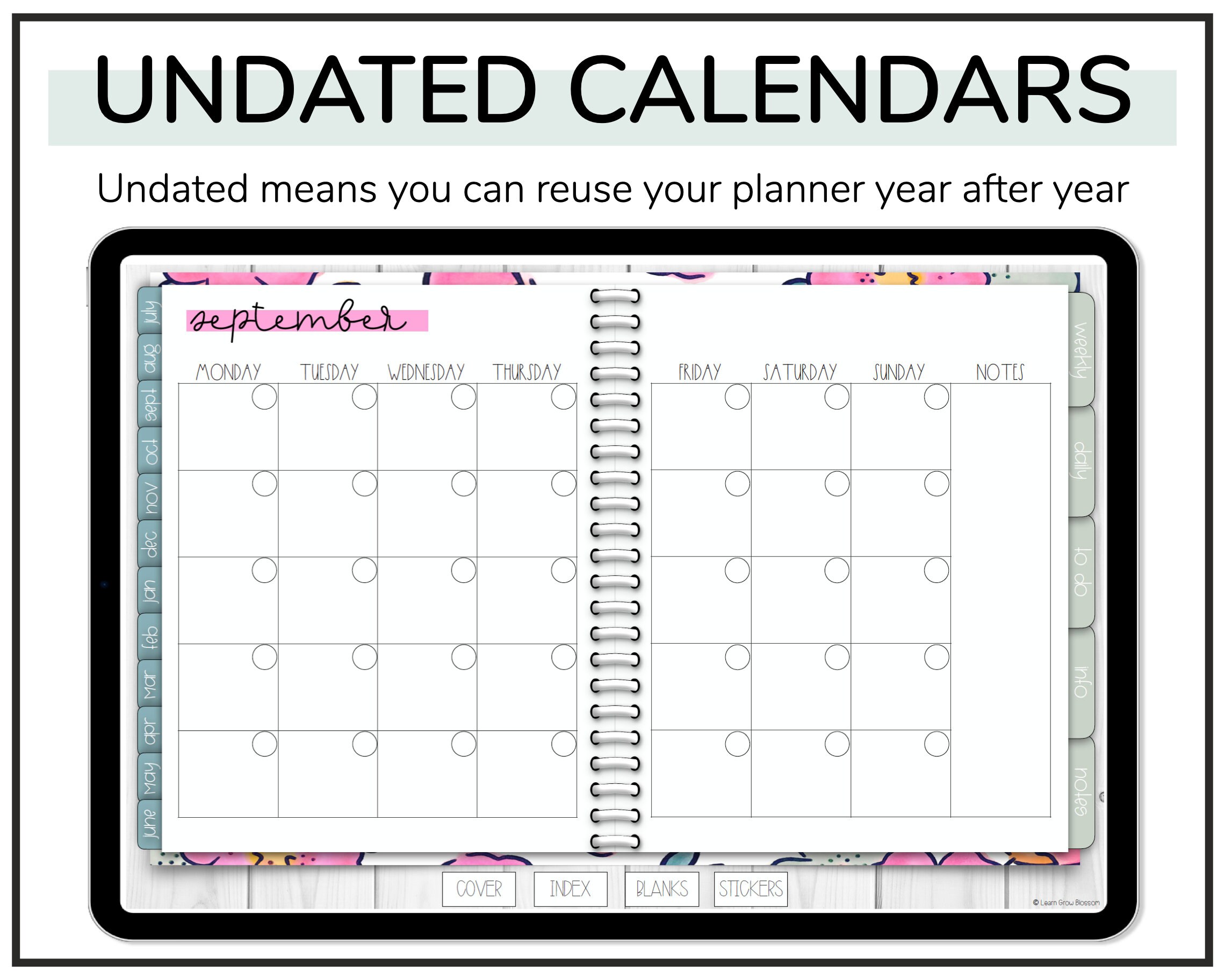 Floral Goodnotes Teacher Planner Undated iPad Teacher Planner Digital ...