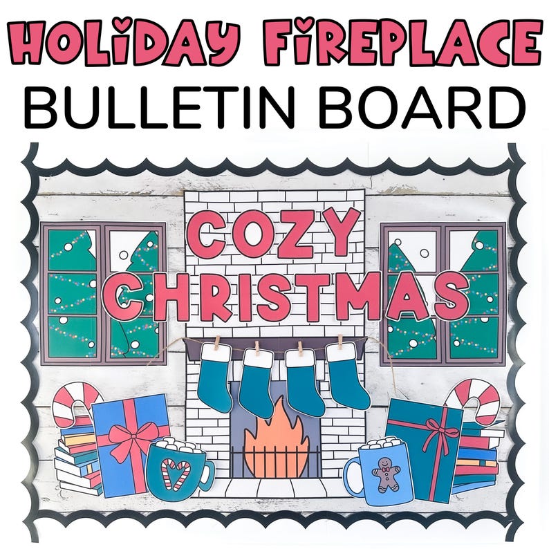 Christmas Bulletin Board Kit & Fireplace Bulletin Board - Etsy