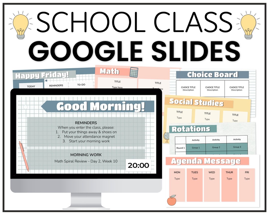 Classroom Slide Templates for Teachers Including Morning - Etsy