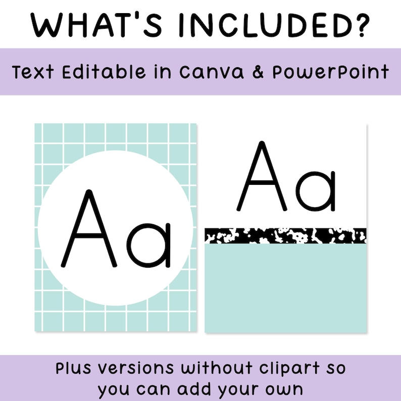 Alphabet Posters and Cursive Alphabet Posters for Composition Notebook ...