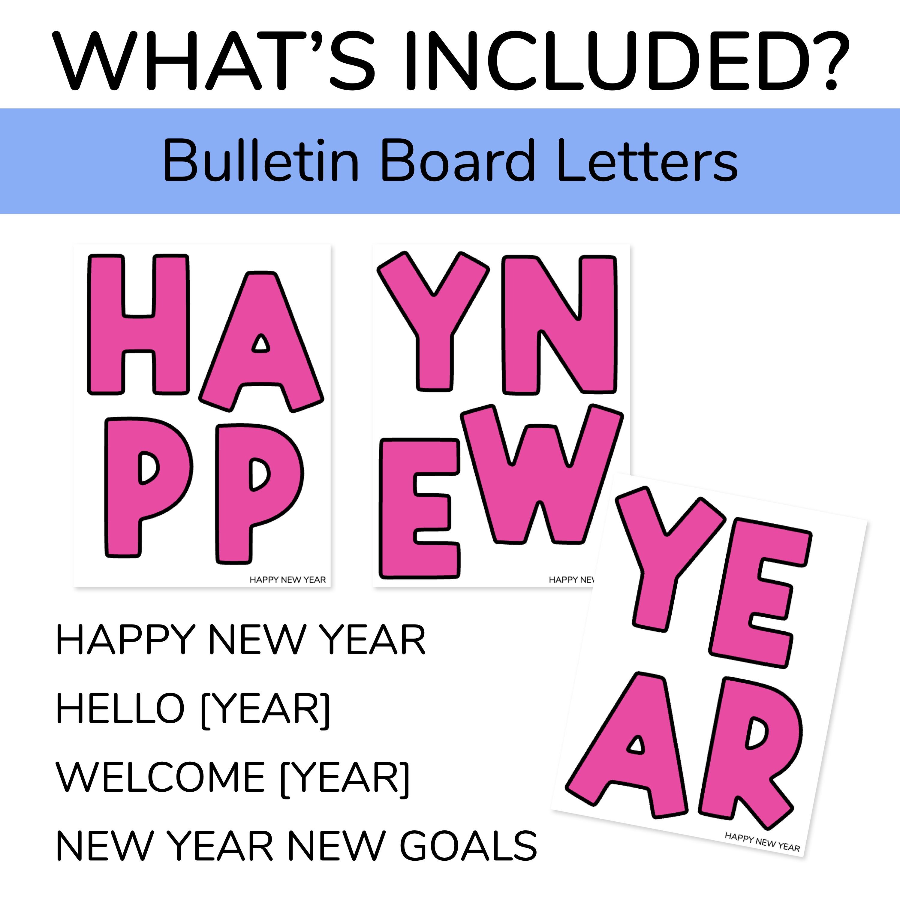 Happy New Year Bulletin Board for 2025 & New Year Bulletin Boards for ...