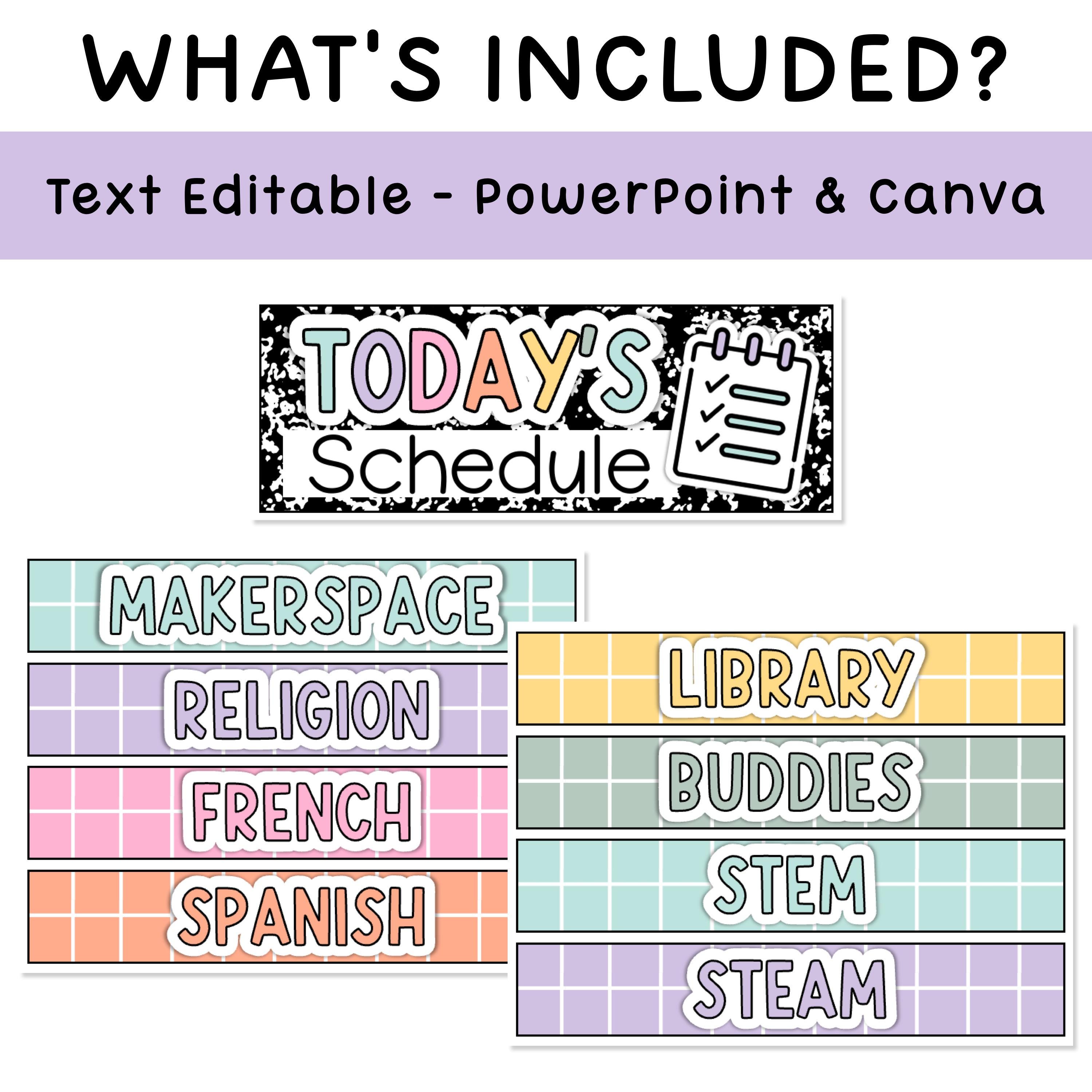 Daily Schedule Cards - Editable Visual Schedule Matches Composition ...