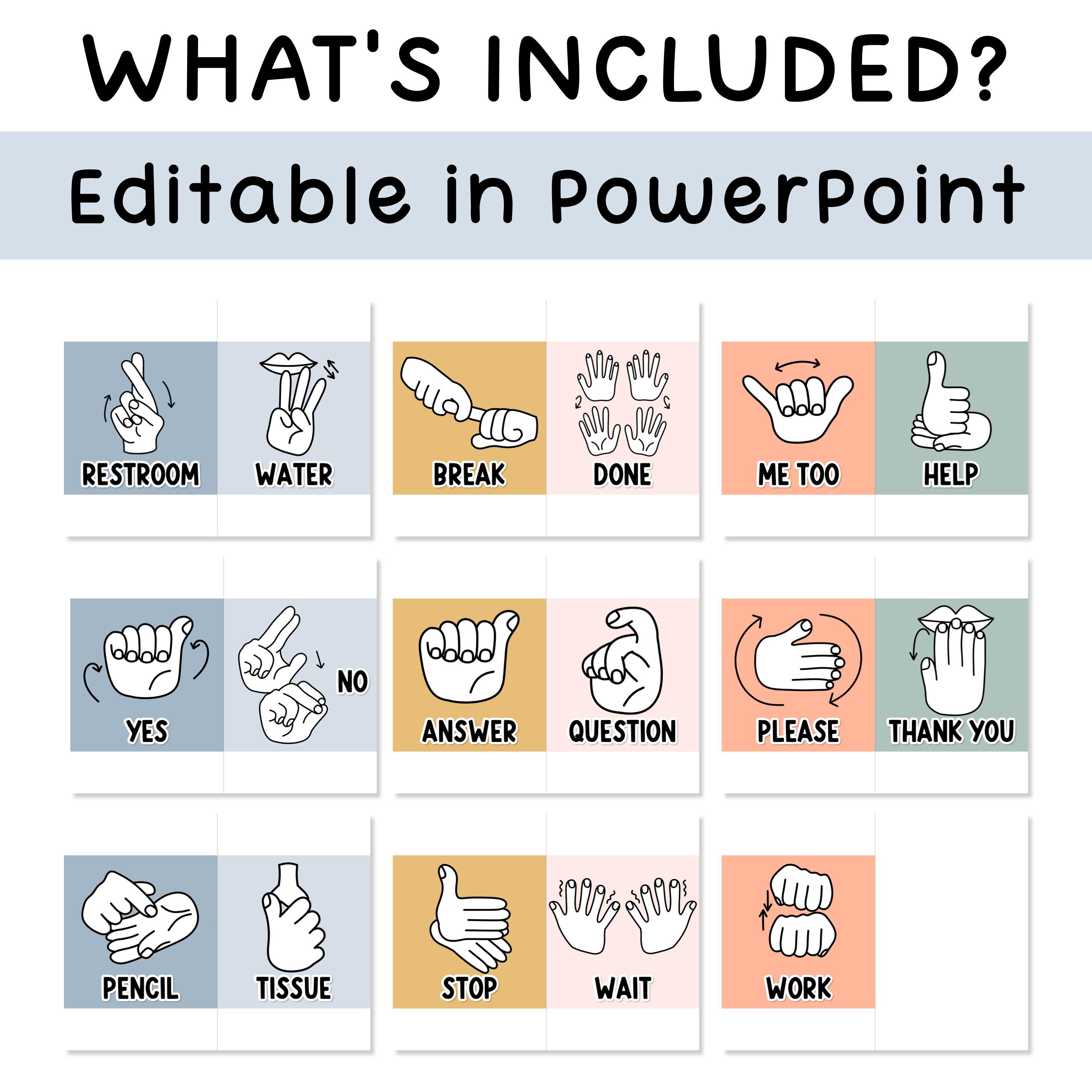 Boho Hand Signal Posters & ASL Sign Language Hand Signals - Editable ...