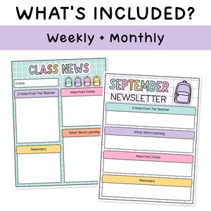 Composition Notebook Weekly and Monthly Newsletter Template - Editable ...