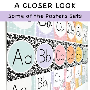 Alphabet Posters and Cursive Alphabet Posters for Composition Notebook ...