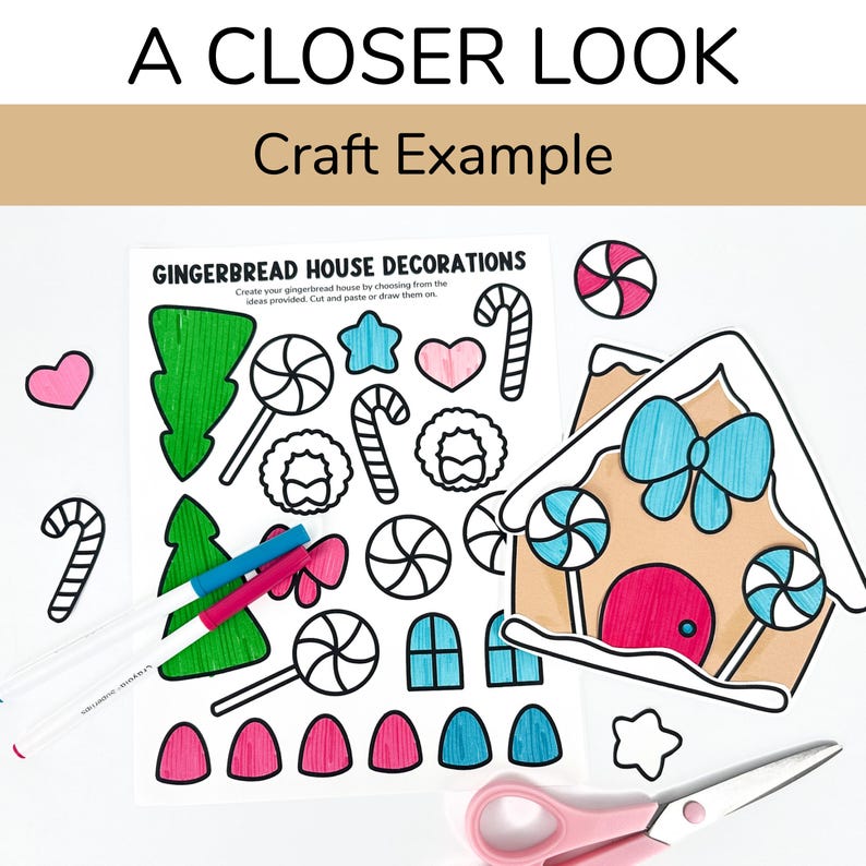 Gingerbread House Craft to Co-create a Christmas Bulletin Board, Winter ...