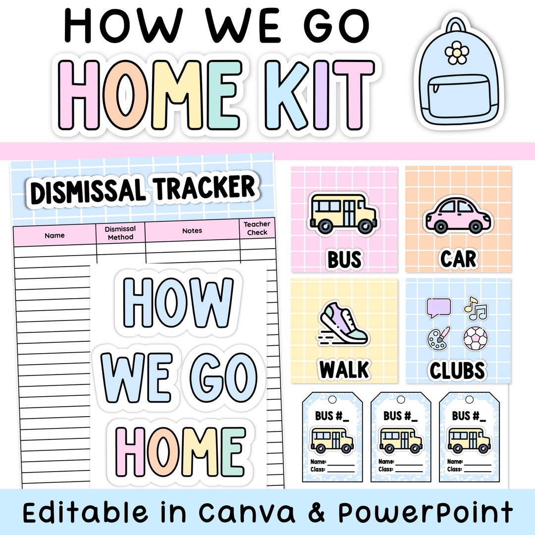 Pastel How We Go Home Kit - Dismissal Chart, Dismissal Bag Tags and ...