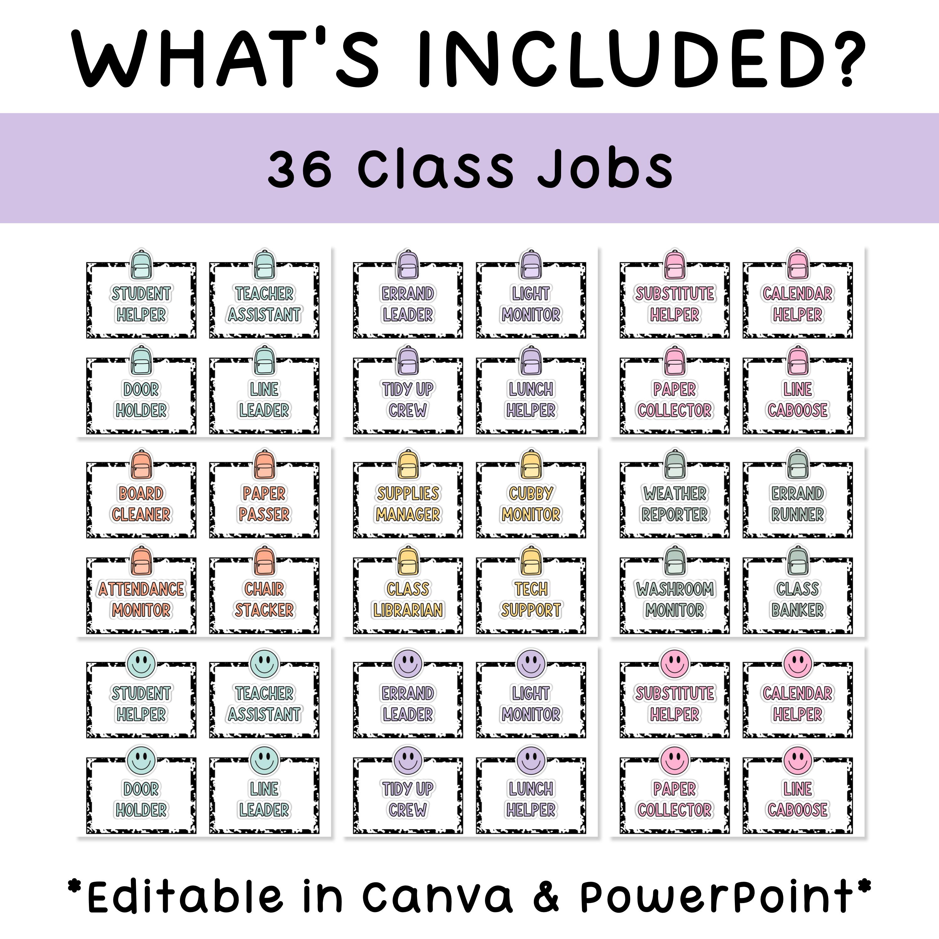 Composition Notebook Decor Class Jobs Editable & Classroom Job ...
