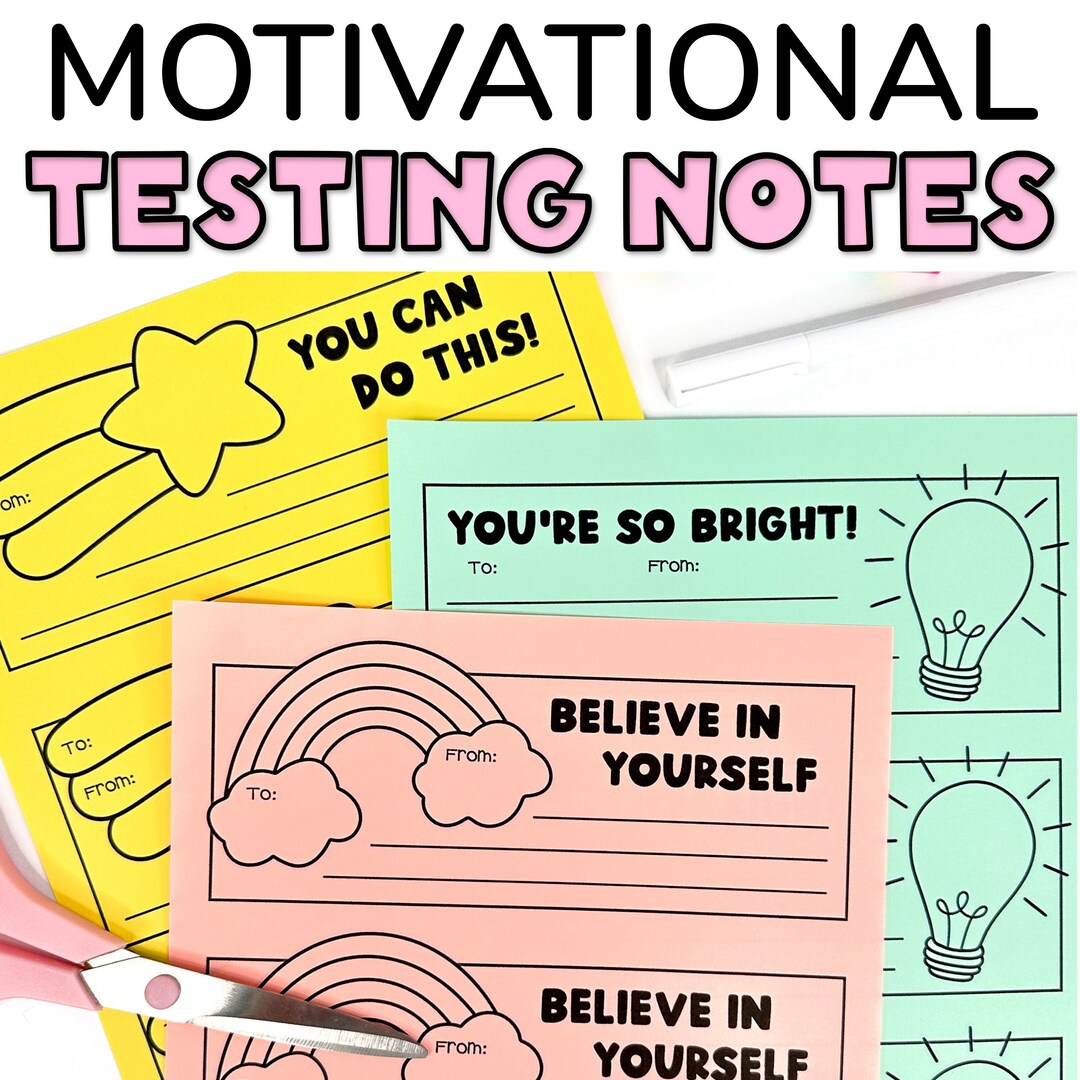 Student Testing Motivation Notes & State Testing Encouragement Tags - Etsy
