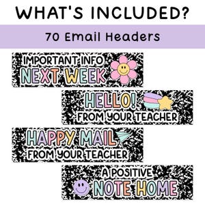 Email Signature for Teacher for Composition Notebook Classroom Decor ...