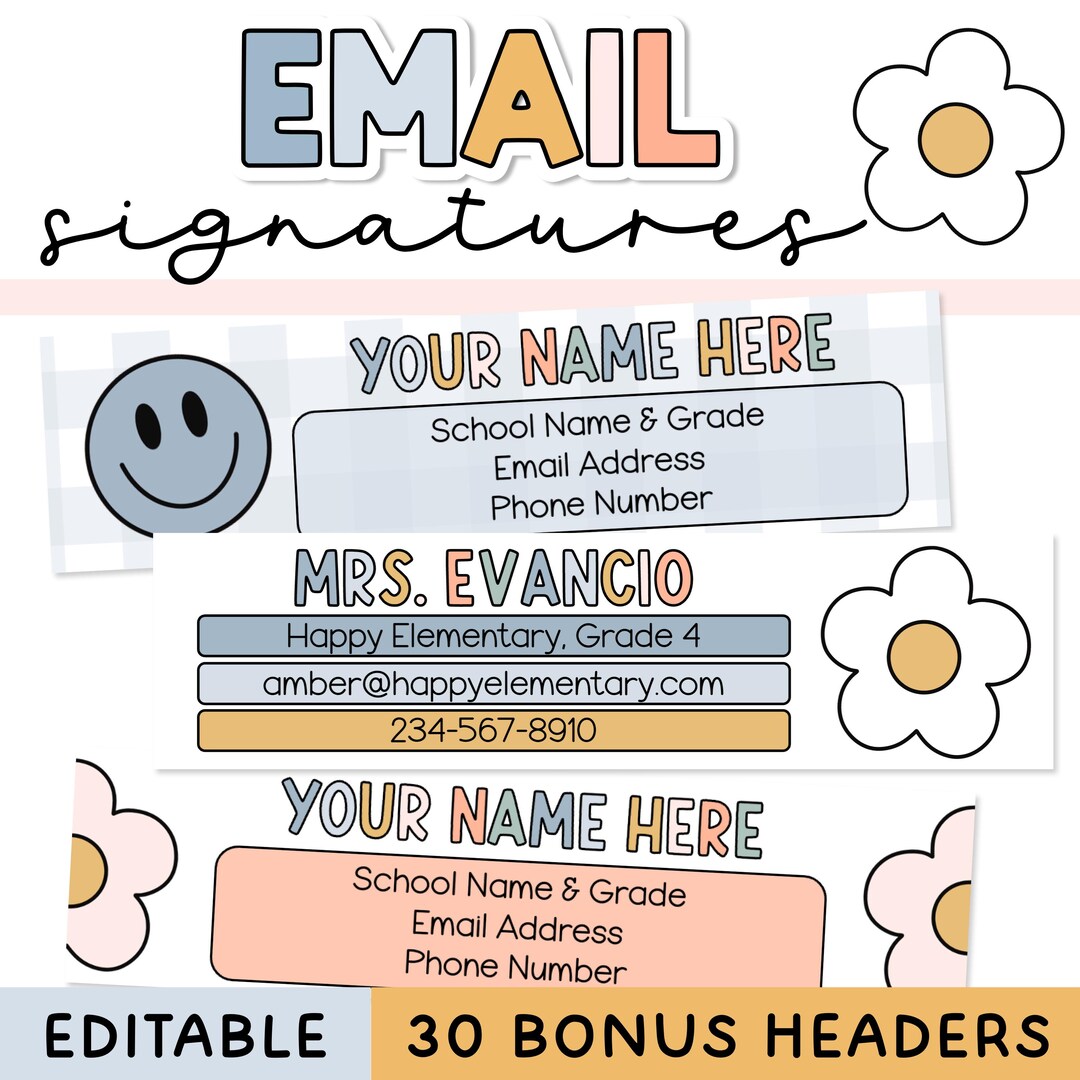 Boho Teacher Email Signature Template - Editable and Matches Boho ...