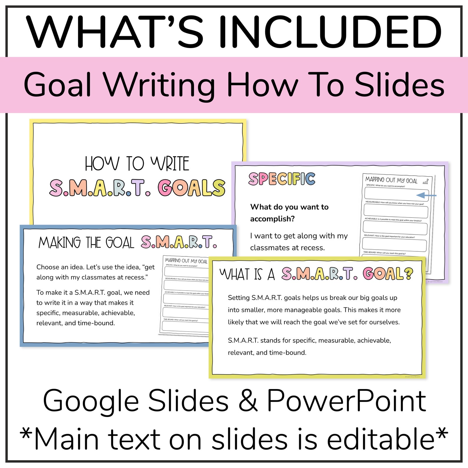 Student Goal Setting Kit: Goals Bulletin Board, Student SMART Goal ...