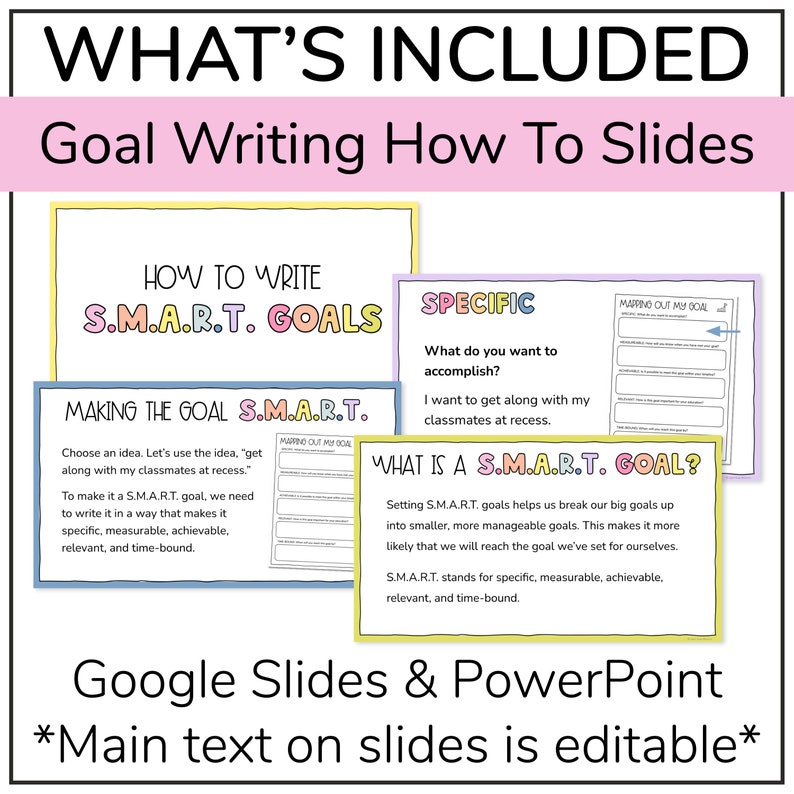 Student Goal Setting Kit: Goals Bulletin Board, Student SMART Goal ...