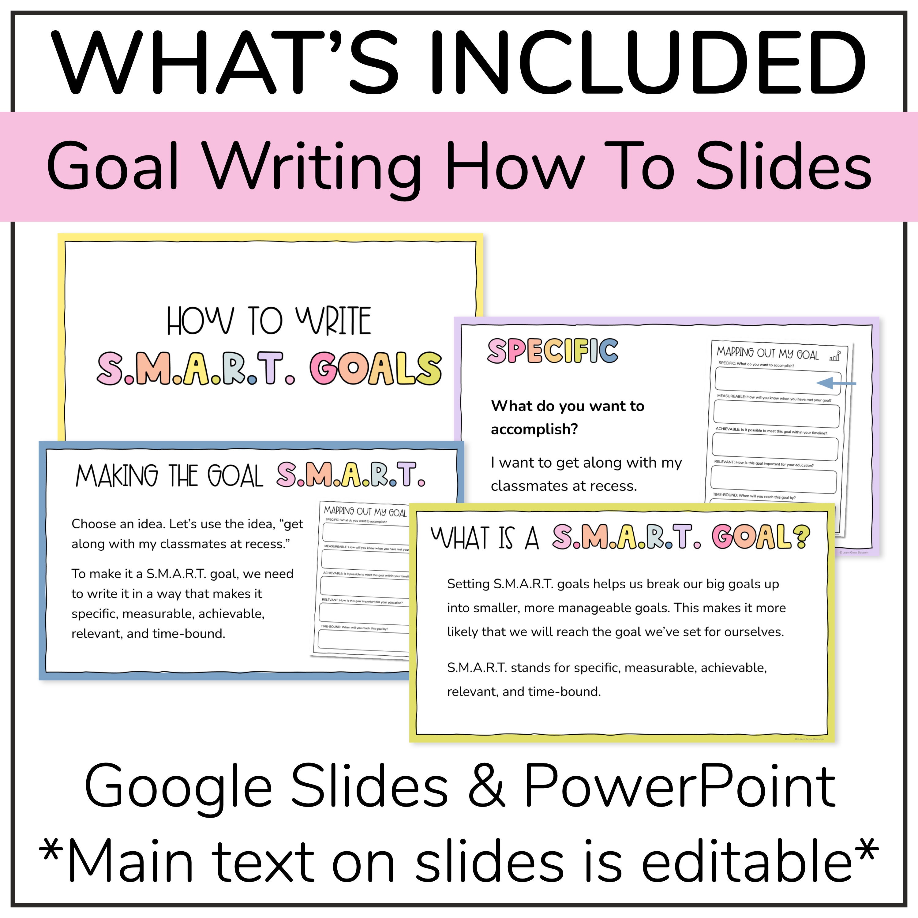 Student Goal Setting Kit: Goals Bulletin Board, Student SMART Goal ...