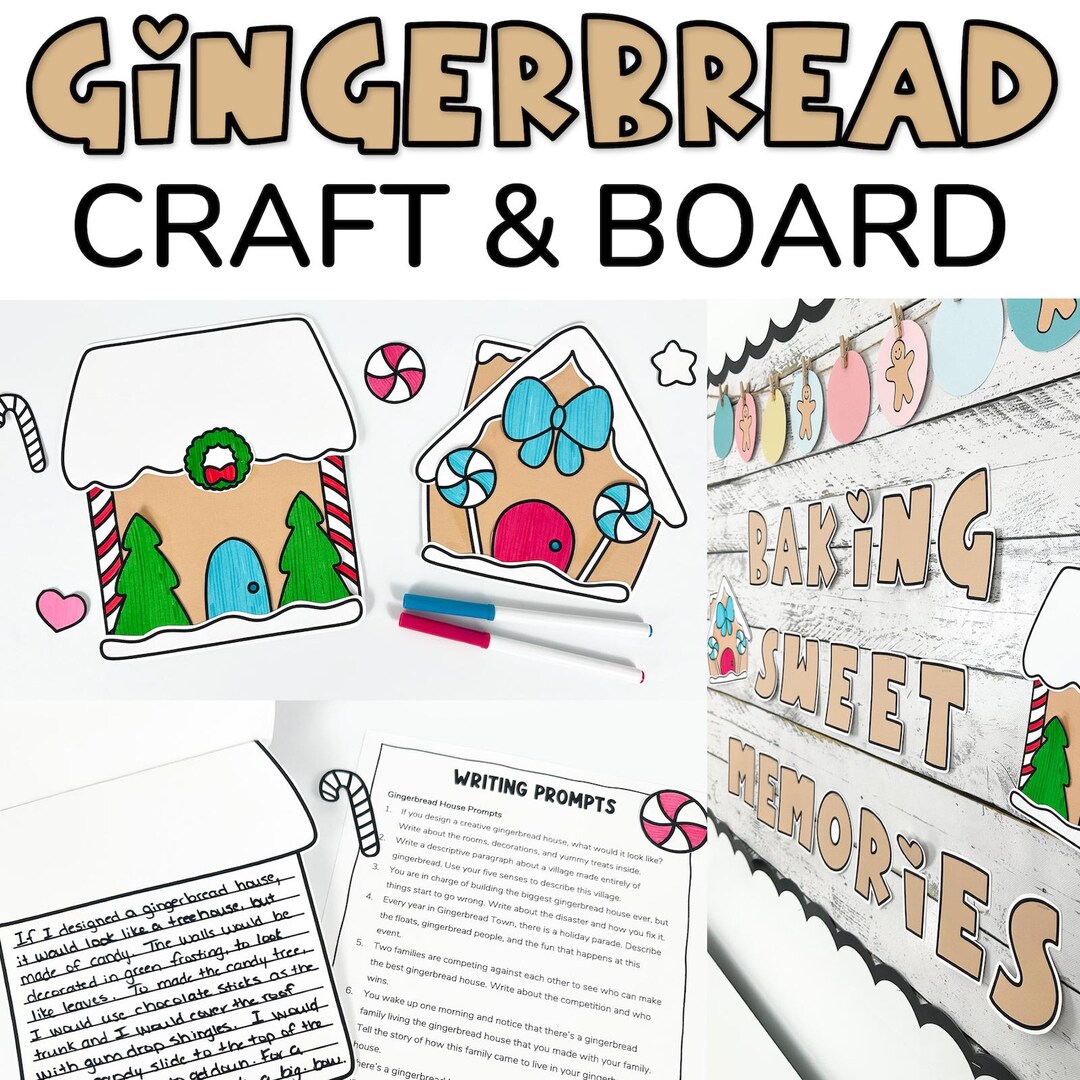 Gingerbread House Craft to Co-create a Christmas Bulletin Board, Winter ...