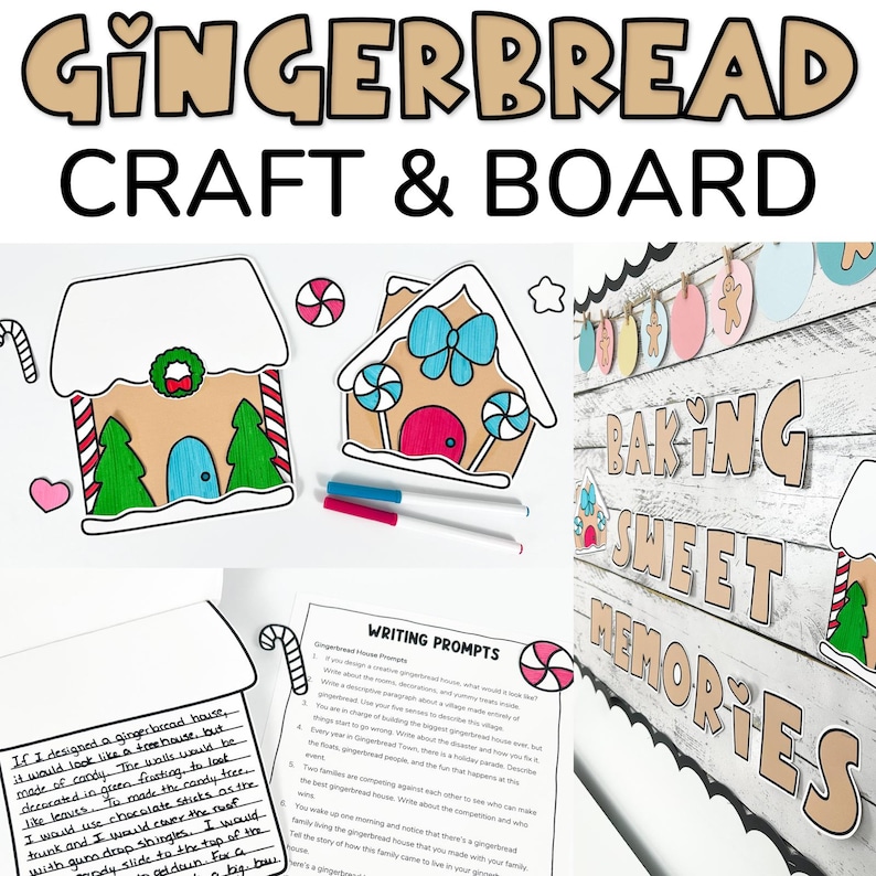 Gingerbread House Craft to Co-create a Christmas Bulletin Board, Winter ...