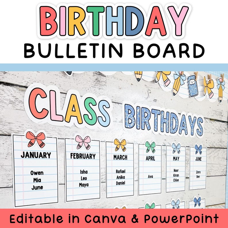 Bright Birthday Display Editable - Happy Birthday Bulletin Board ...