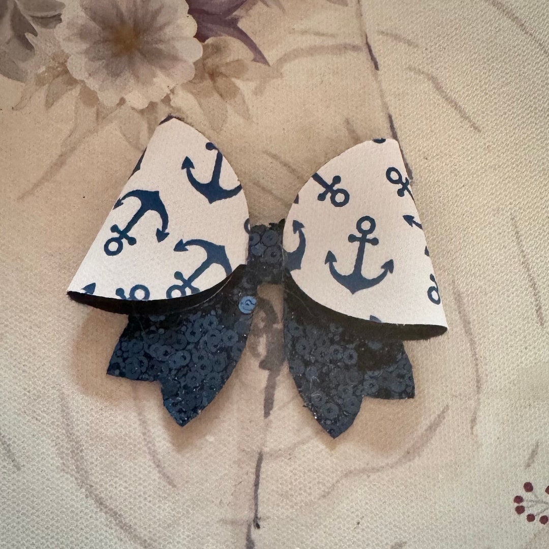 Nautical Hairbow for Little Girls, Navy Glitter Hair Accessories for ...