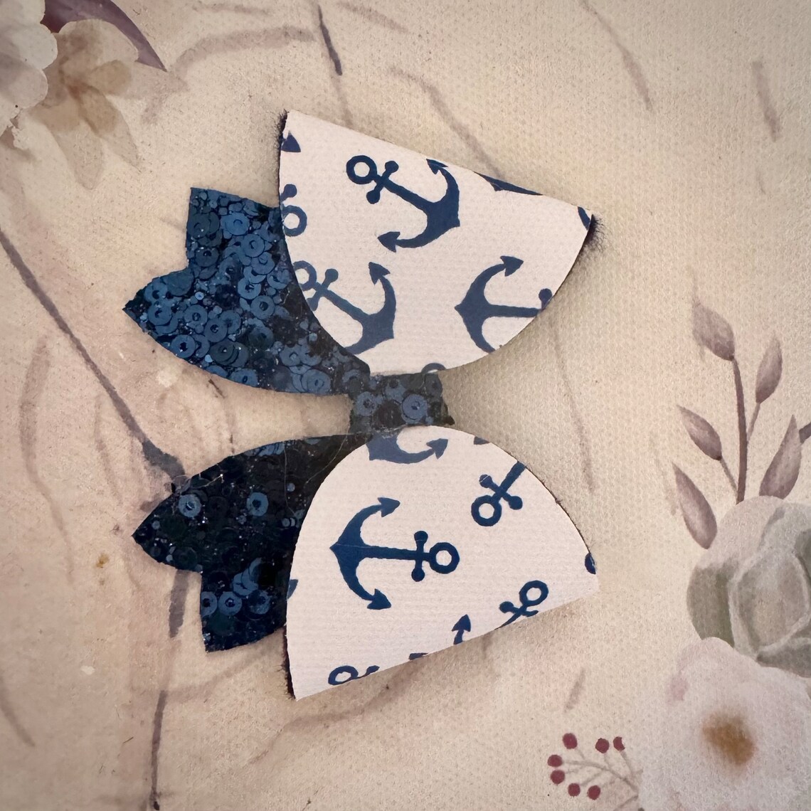 Nautical Hairbow for Little Girls, Navy Glitter Hair Accessories for ...