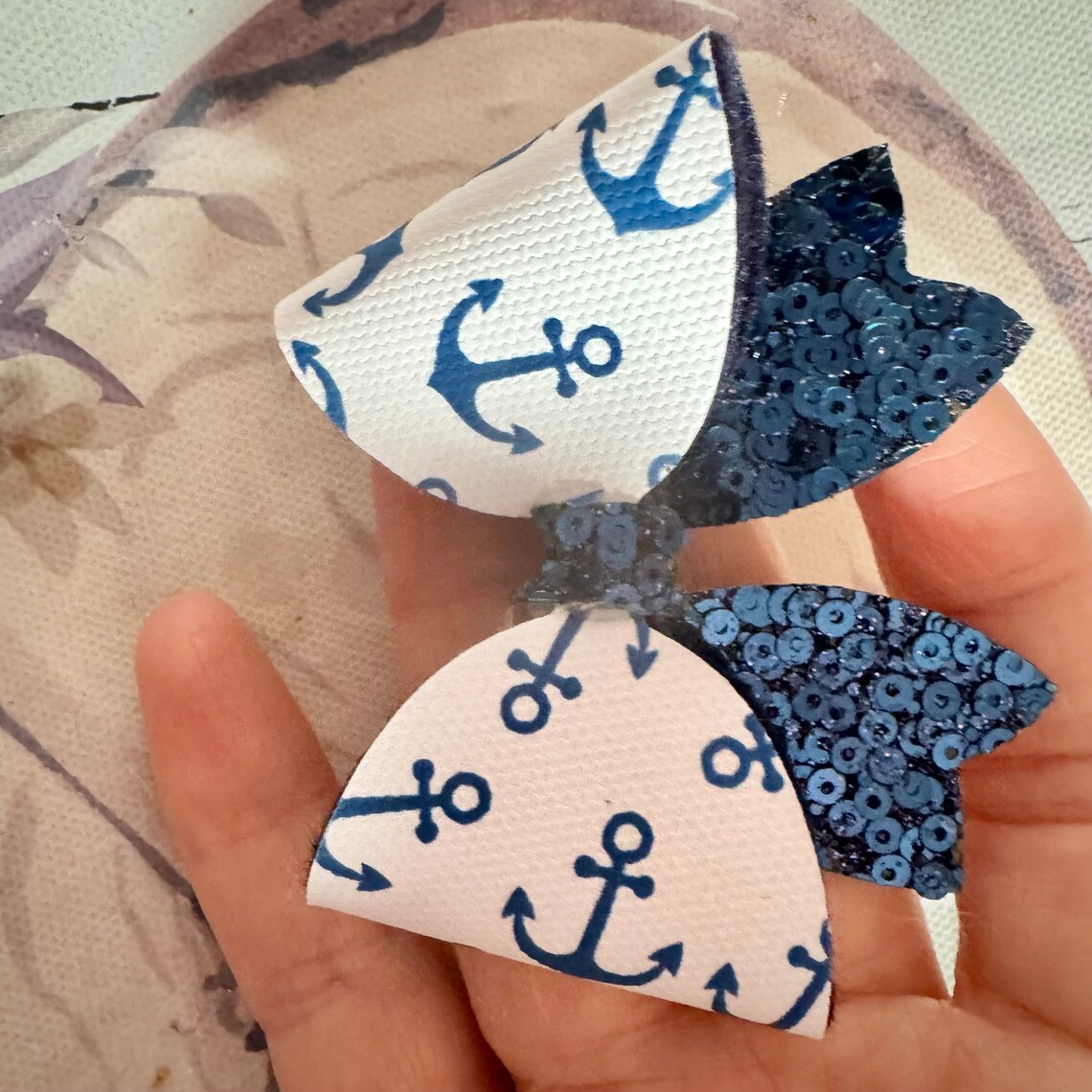Nautical Hairbow for Little Girls, Navy Glitter Hair Accessories for ...