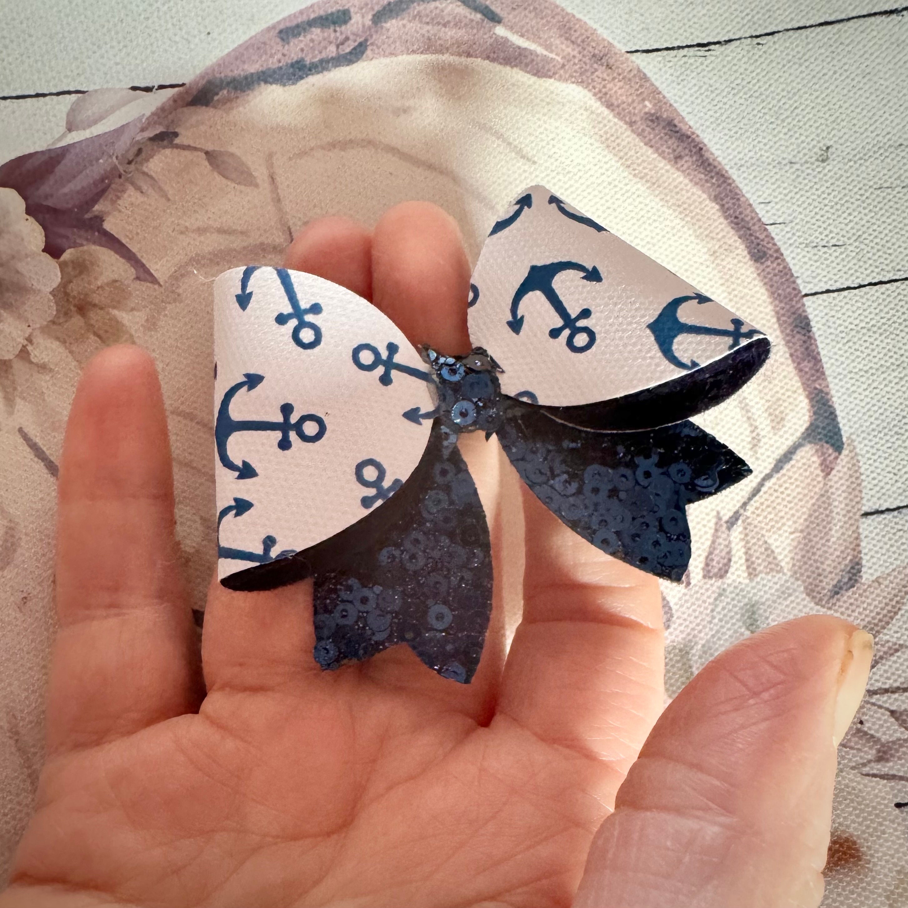 Nautical Hairbow for Little Girls, Navy Glitter Hair Accessories for ...