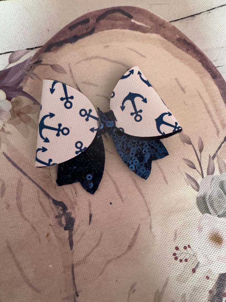 Nautical Hairbow for Little Girls, Navy Glitter Hair Accessories for ...