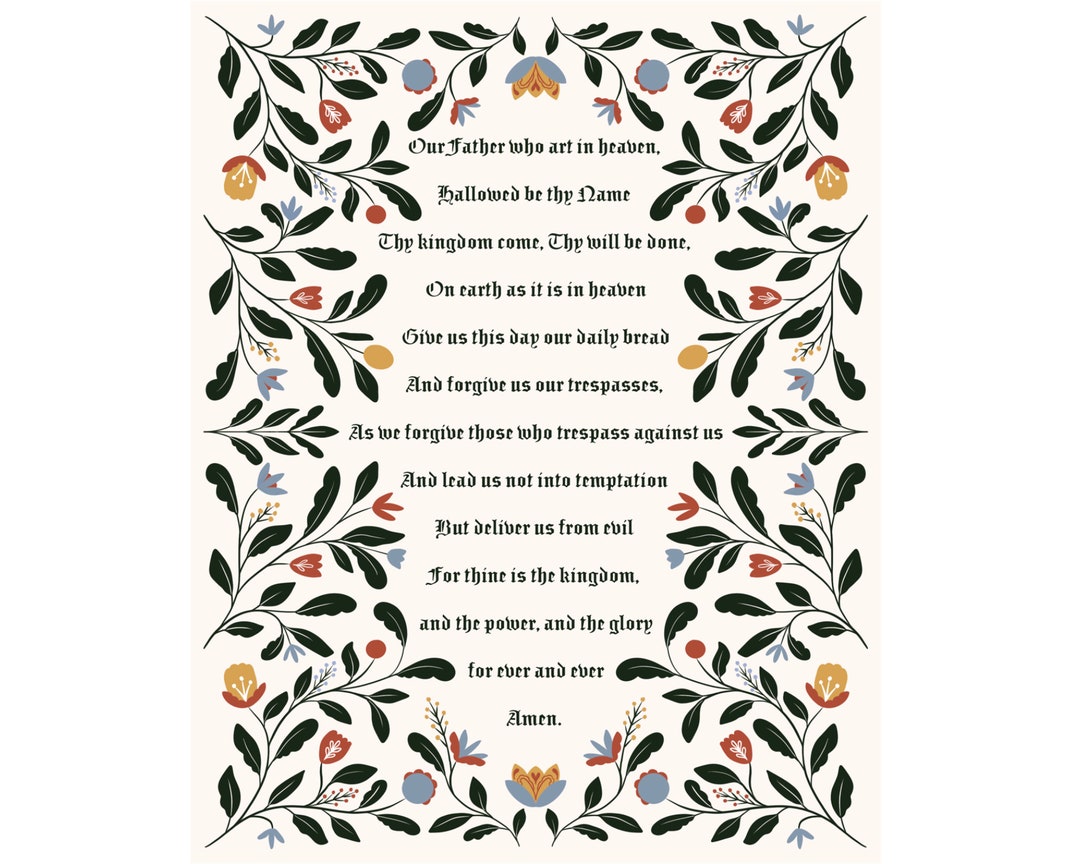 The Lord's Prayer Scandinavian Art Print Prayer Folk Art - Etsy